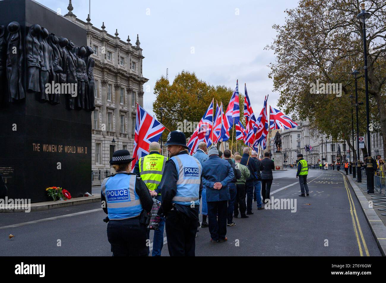 London, UK. 12th Nov, 2023. National Front, Tony Martin, lays wreath at Cenotaph, London, UK on ...