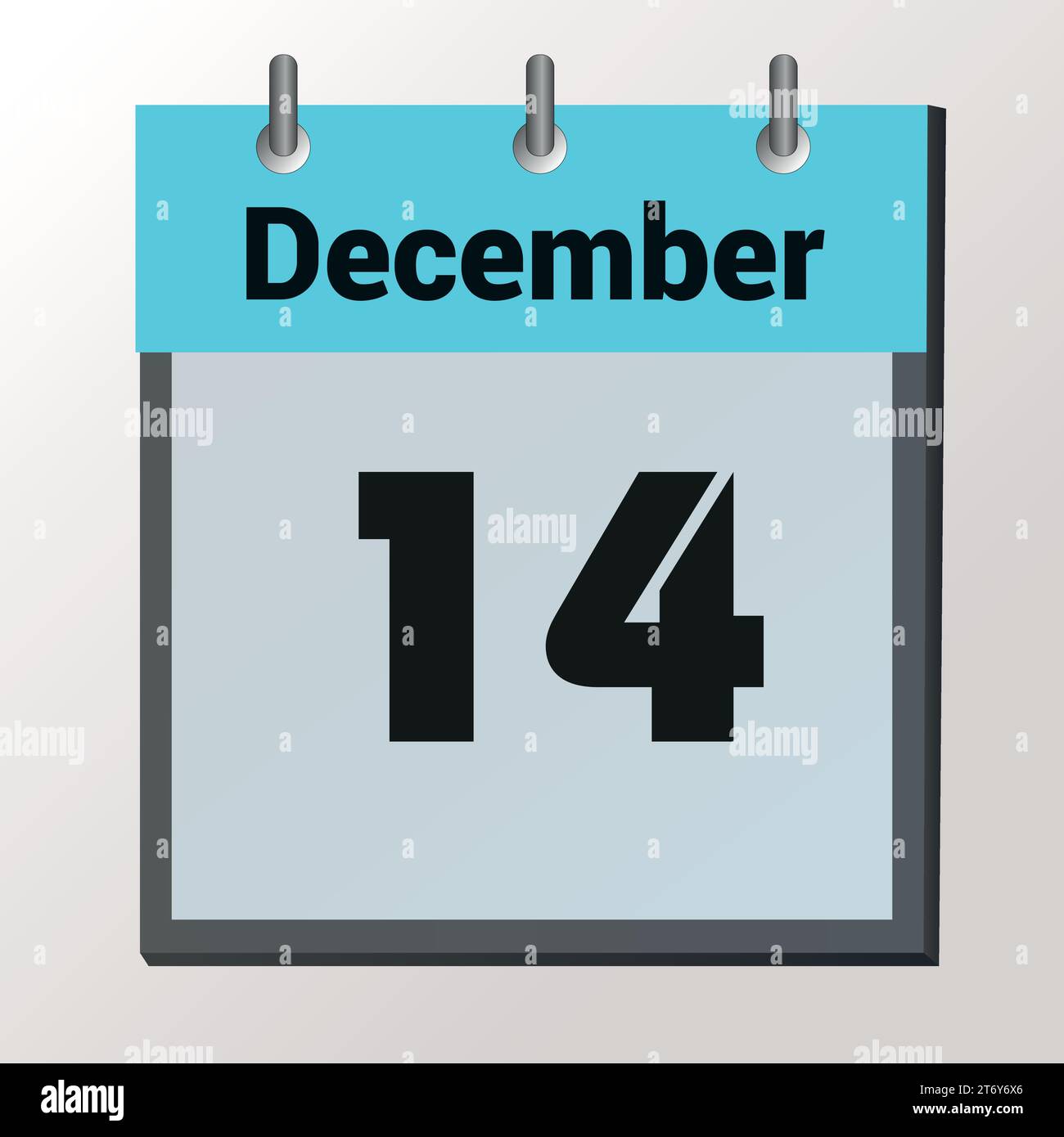 vector calendar page with date December 14, light colors Stock Vector ...