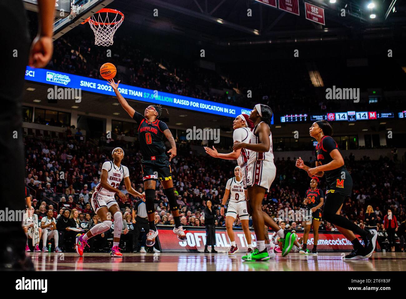 November 12, 2023: Maryland Terrapins guard Shyanne Sellers (0) goes ...