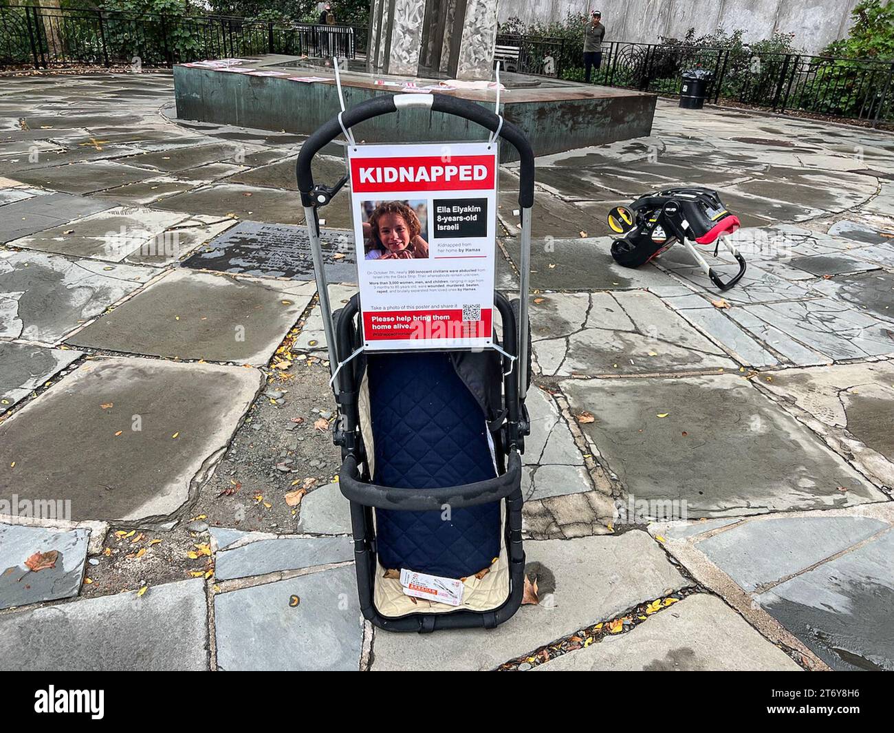 A poster of an 8-year-old girl kidnapped in Israel hangs on a baby ...