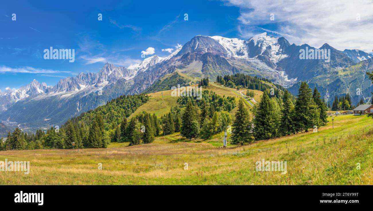 Chamonix valley mountain panorama landscape with beautiful stunning ...