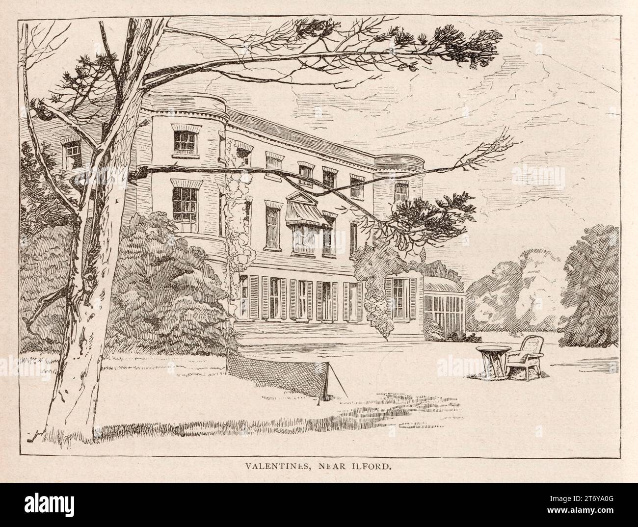 Engraving of Valentines Mansion in Redbridge from the book: “Greater ...