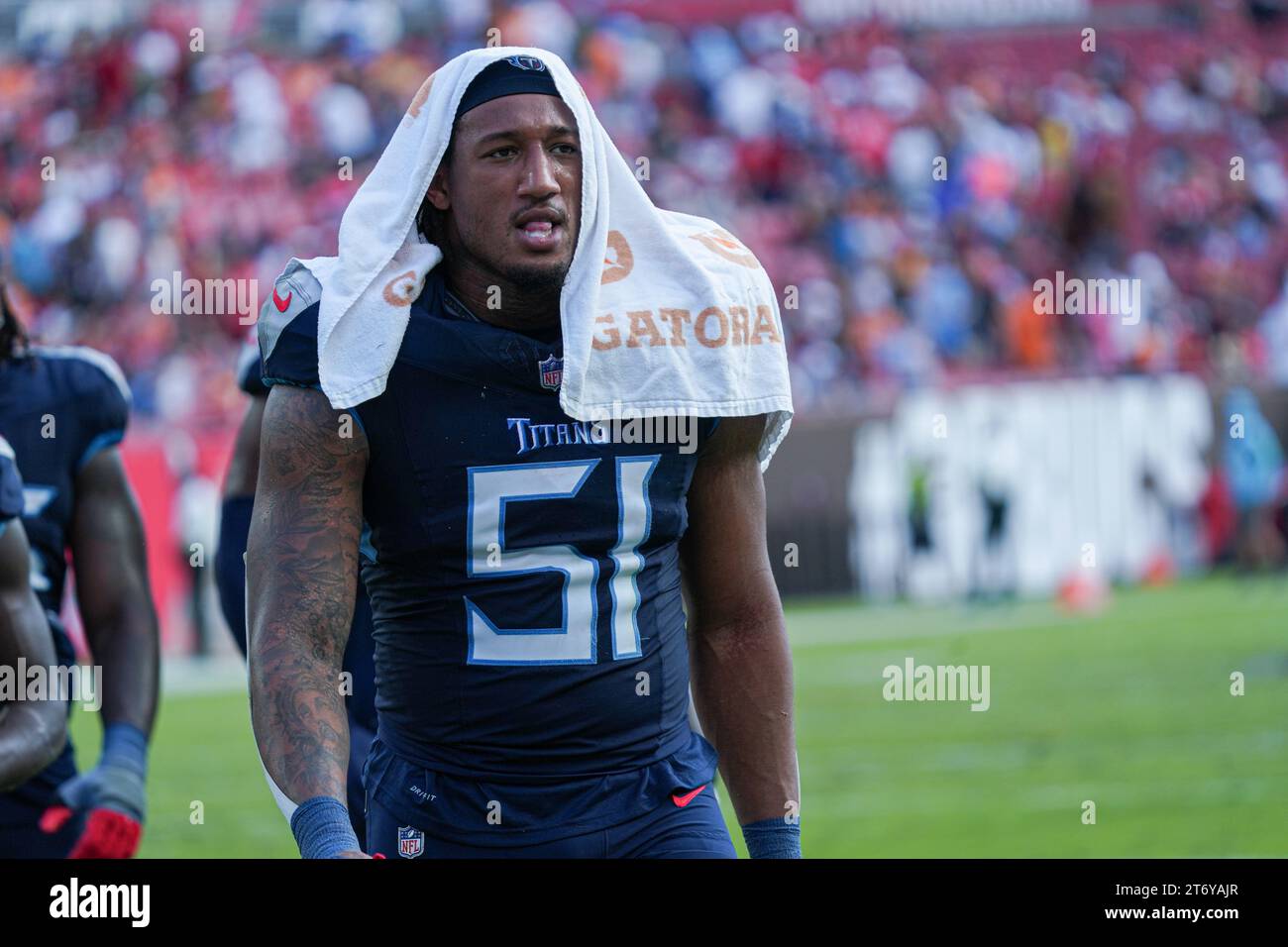 Tampa Bay, Florida, USA, November 12, 2023, Tennessee Titans player Trevis Gipson #51 at Raymond ...