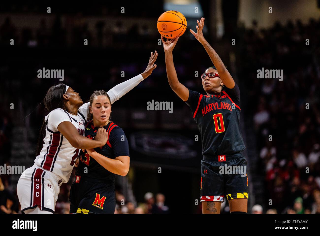 November 12, 2023: South Carolina Gamecocks guard Bree Hall (23) runs ...