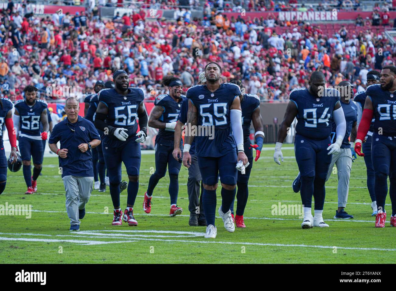 Tampa Bay, Florida, USA, November 12, 2023, Tennessee Titans players ...