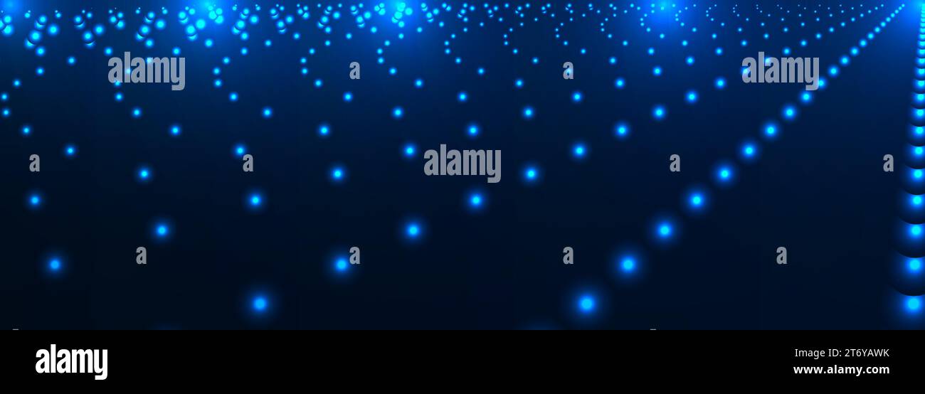 Digital abstract vector technology particle wave in dark blue background. Hi tech particles wire ...