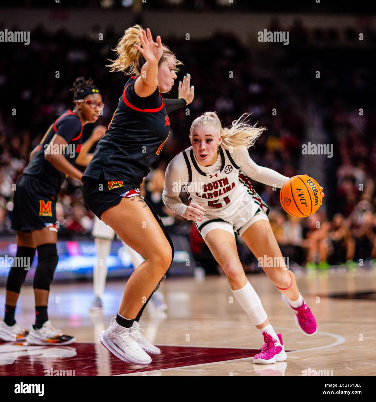 November 12, 2023: Maryland Terrapins guard Emily Fisher (34) defends ...
