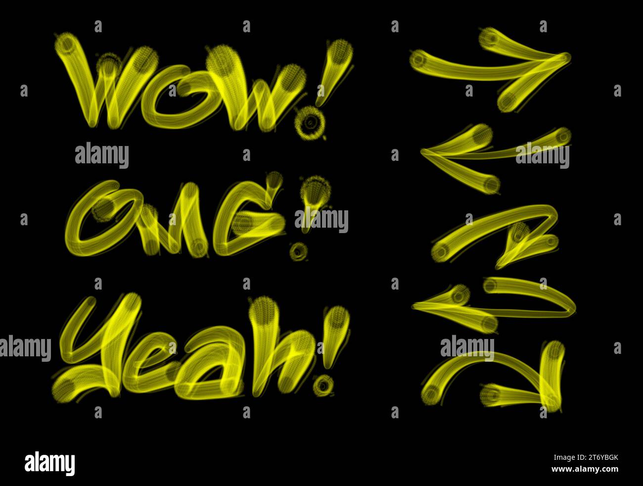 Collection of graffiti street art tags with words and symbols in yellow ...