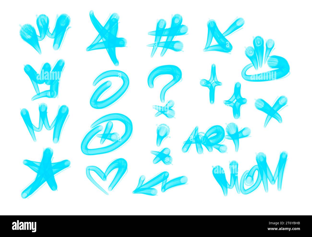 Collection of graffiti street art tags with words and symbols in light ...