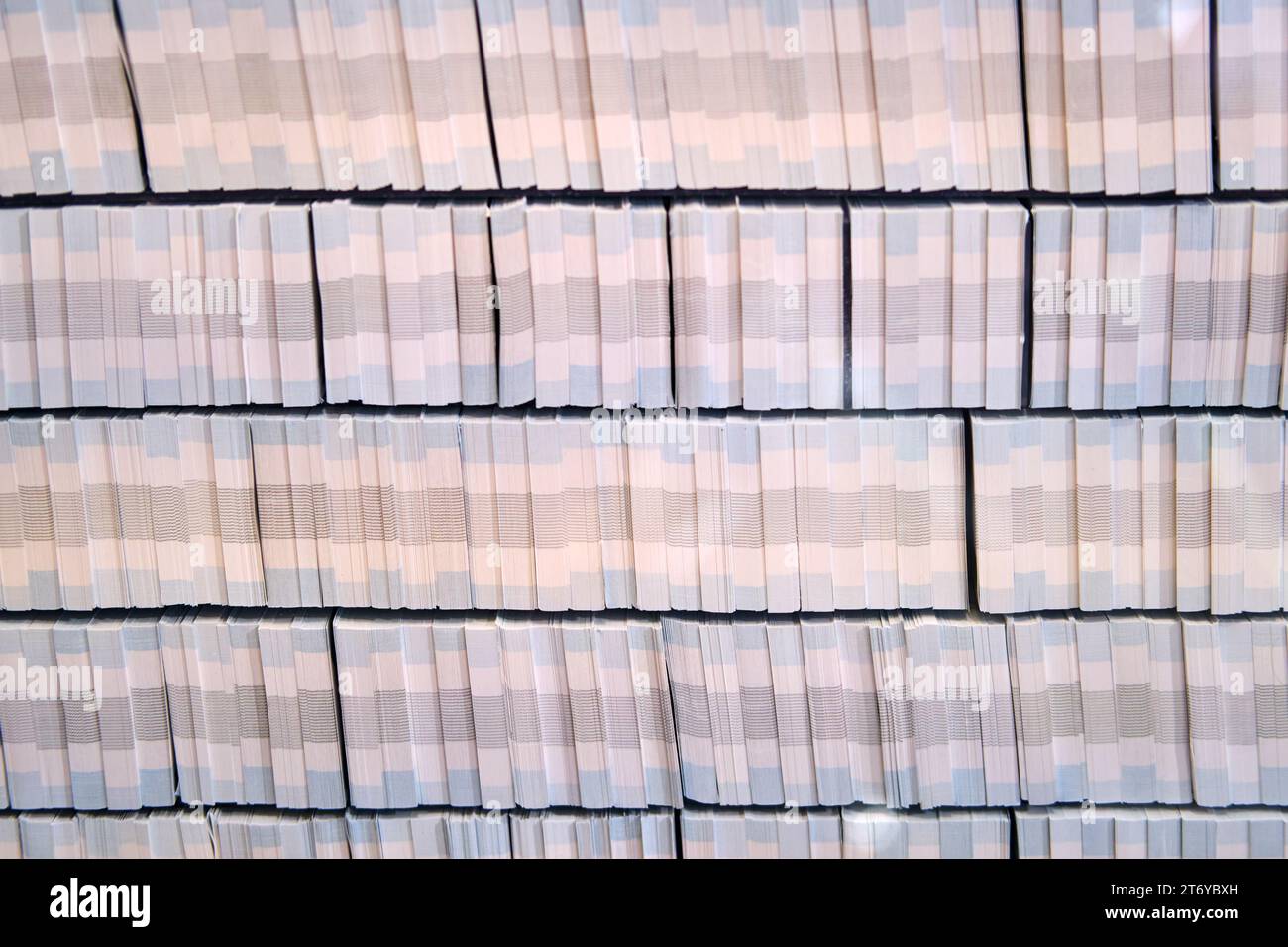 Banknotes folded in bundles, side view. Paper money packaging ...