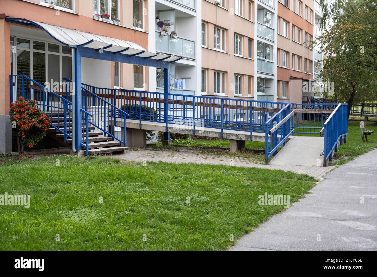 Ramp for wheelchair. Old Ramp construction for disabled people in a ...