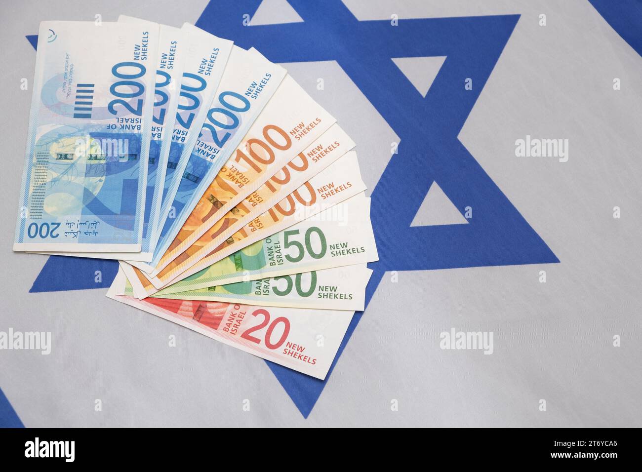 New Israeli shekels banknotes with various nominals. Fan of NIS New ...