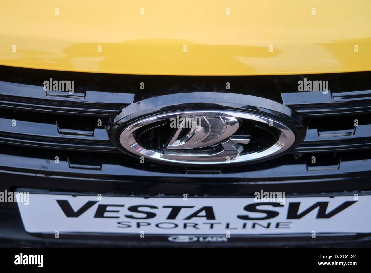 Lada Vesta sport racing car on display at the Rosneft stand - Moscow ...