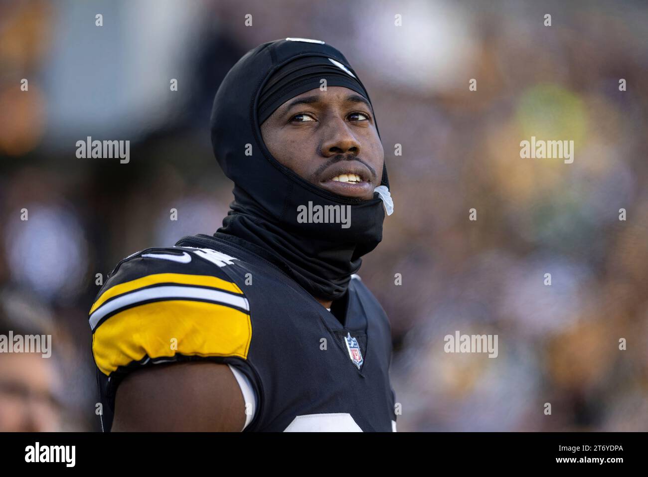 Pittsburgh Steelers cornerback Joey Porter Jr. (24) looks on during an ...