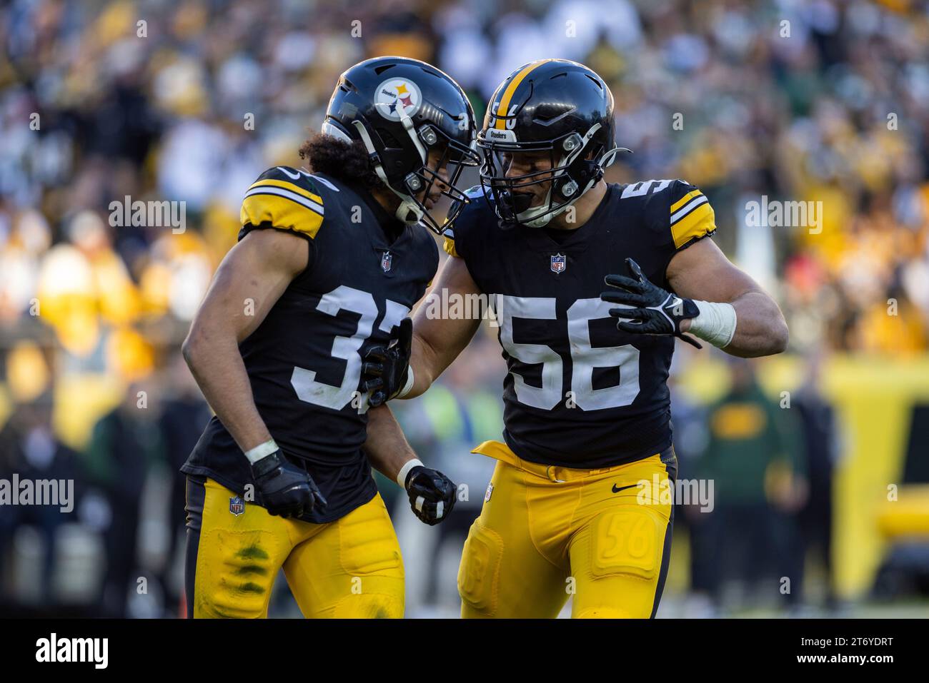 Pittsburgh Steelers linebacker Alex Highsmith (56) and safety Elijah ...