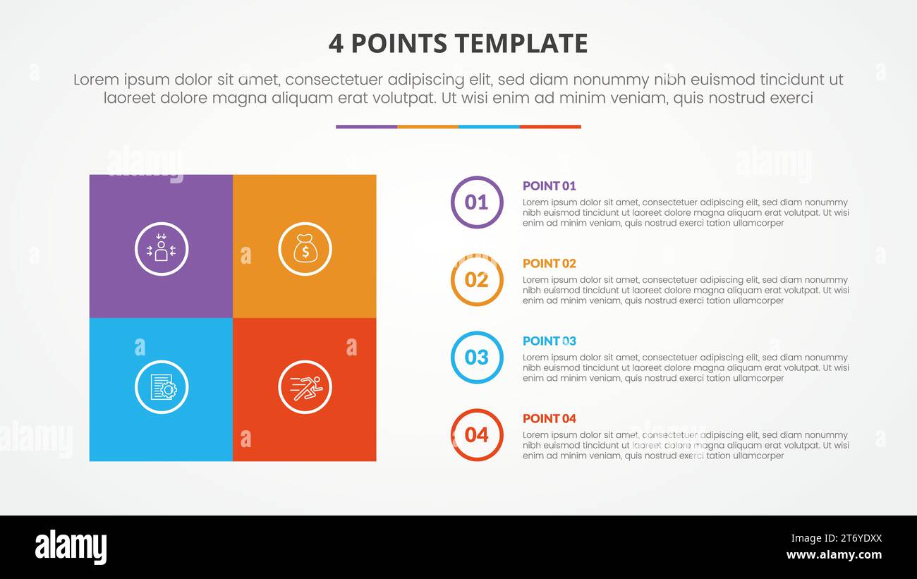 4 points stage template infographic concept for slide presentation with ...