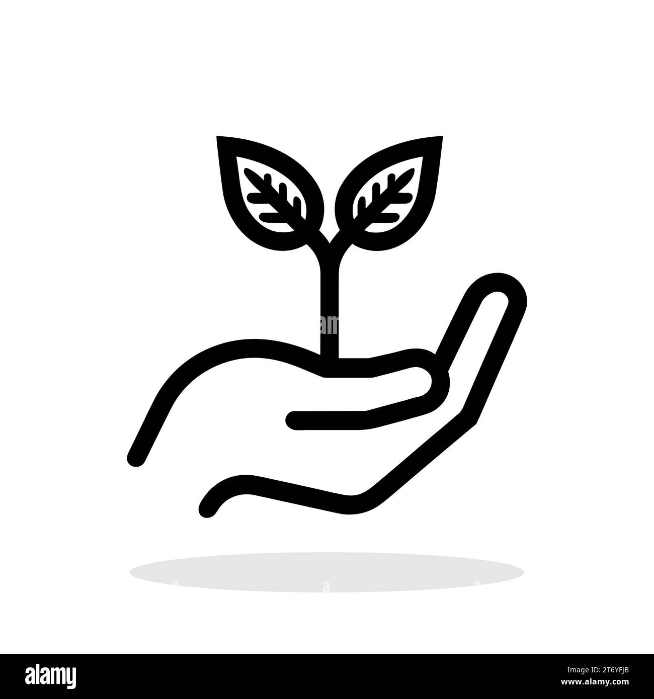 Hand Embracing Leaf Icon Isolated Simplistic Environmental Emblem Silhouette Of Nurturing Hand