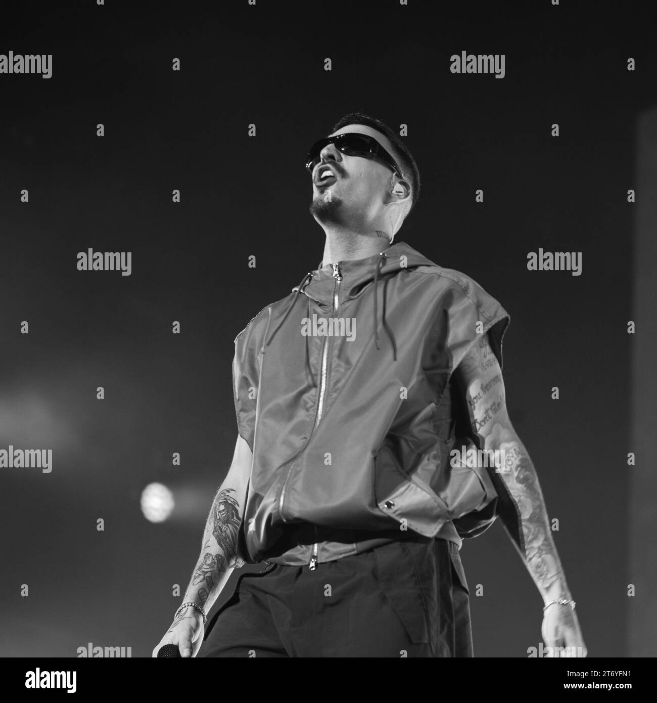 The singer Daniel Heredia Vidal, known as Rels B performs during the concert at the Wizcenter in ...