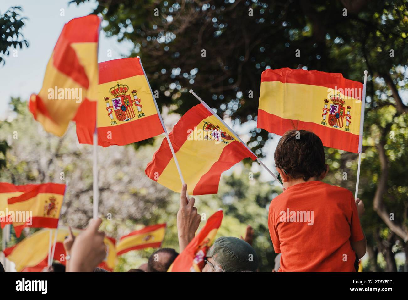 Spanish flags at a Protestant gathering Stock Photo - Alamy