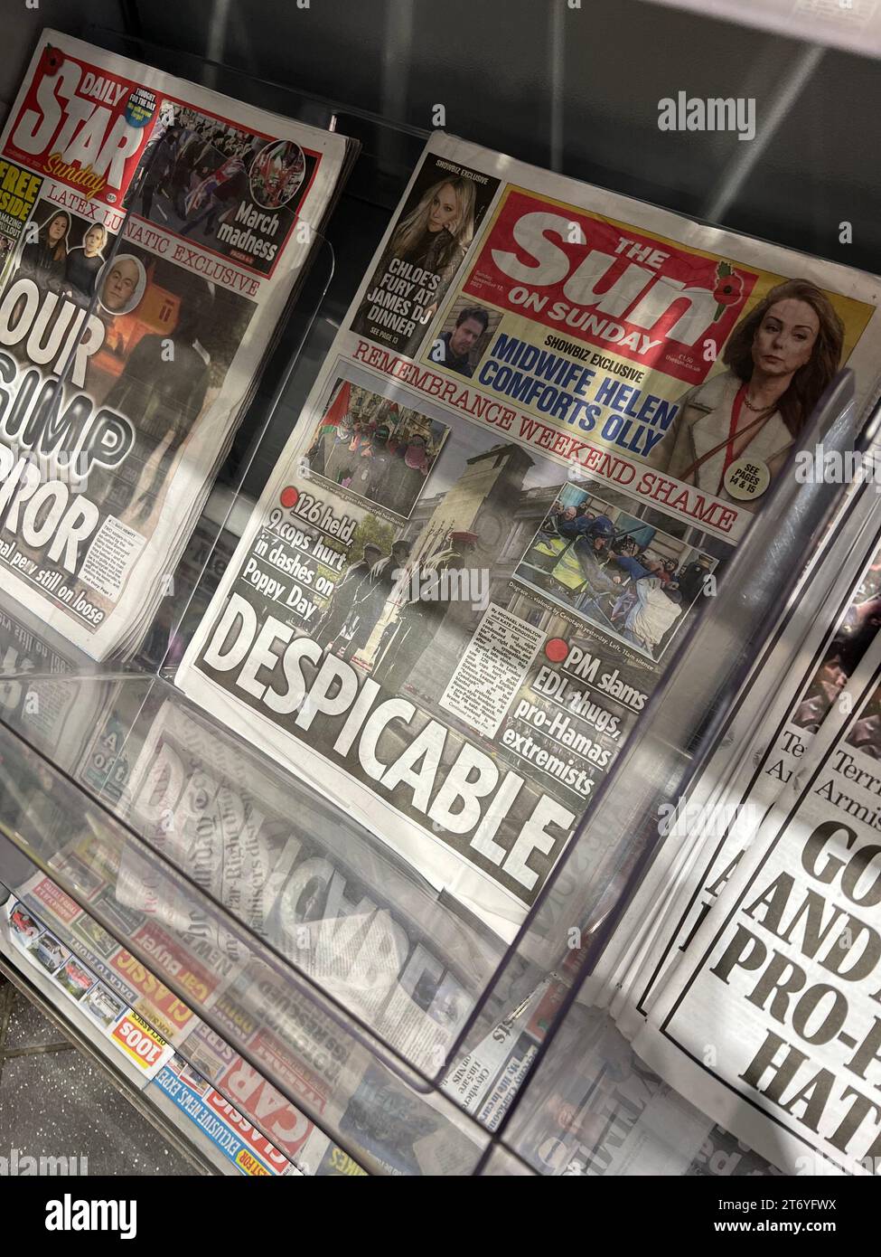 A front page shot of popular daily newspaper “the Sun” on Sunday 12th ...