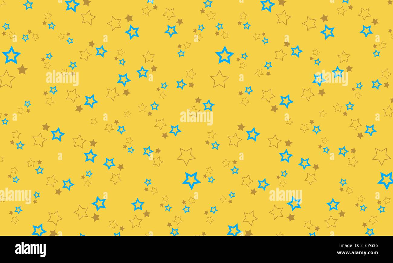Yellow abstract background with blue and brown stars. Vector ...