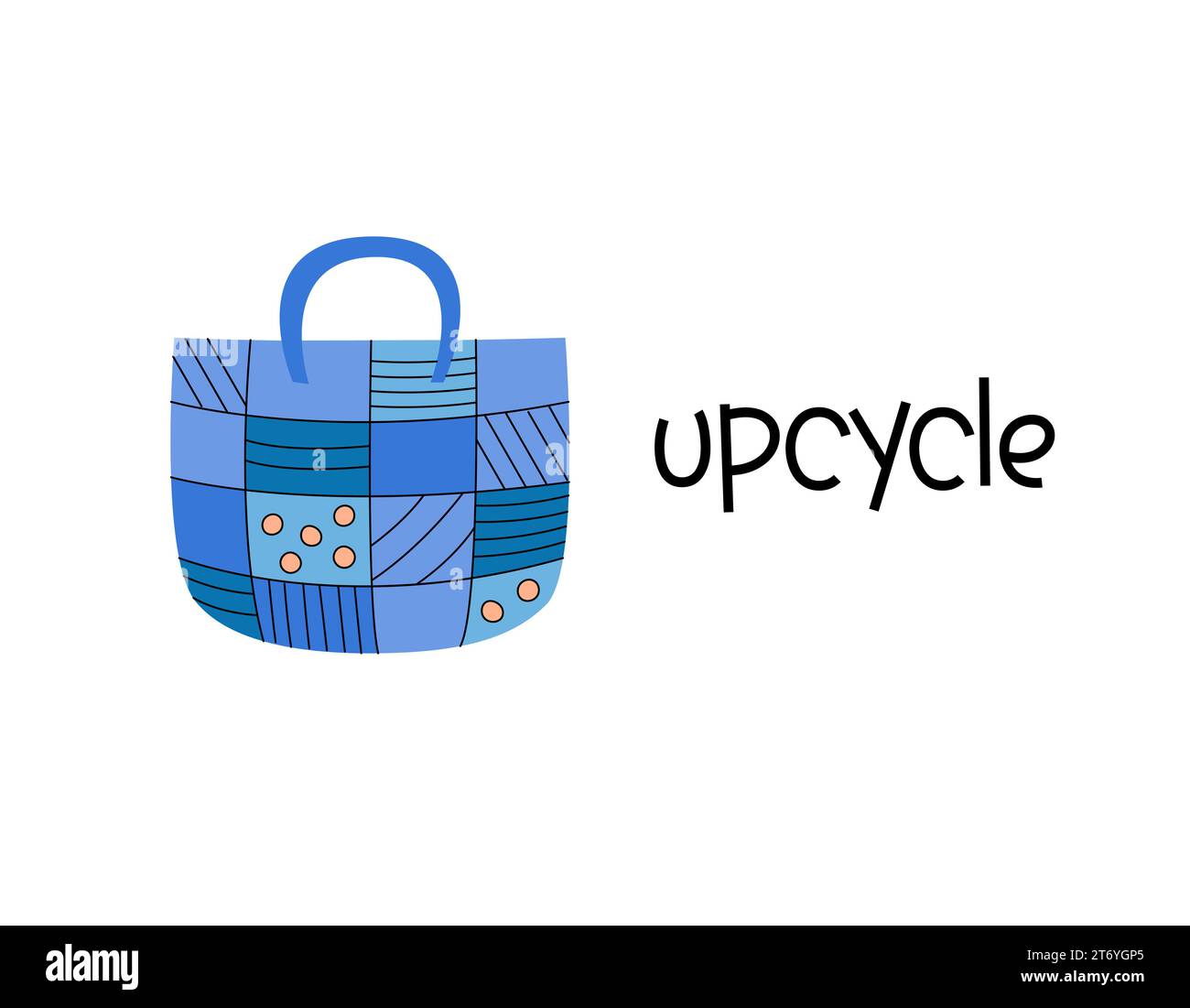 Upcycled jeans bag. Handmade stuff. Upcycling concept vector ...