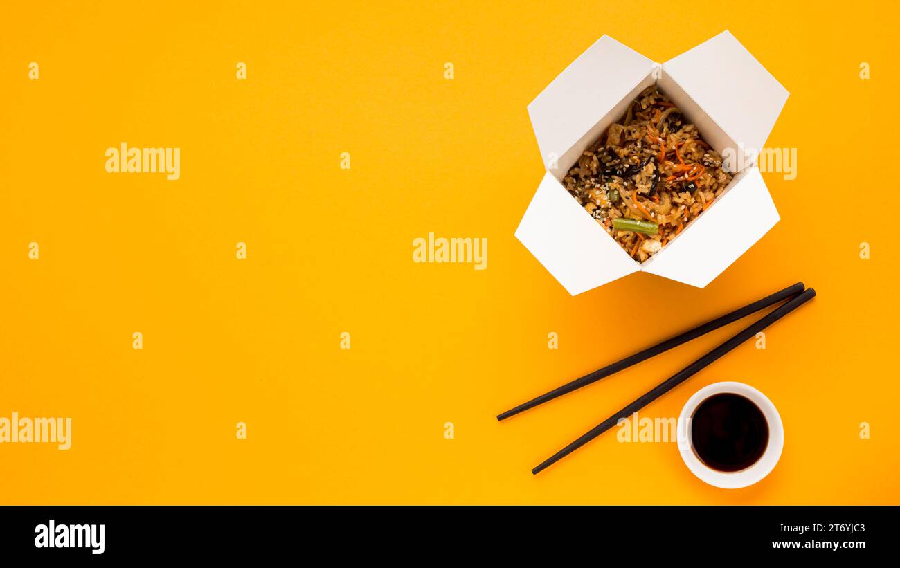 Chinese fast food orange background Stock Photo - Alamy