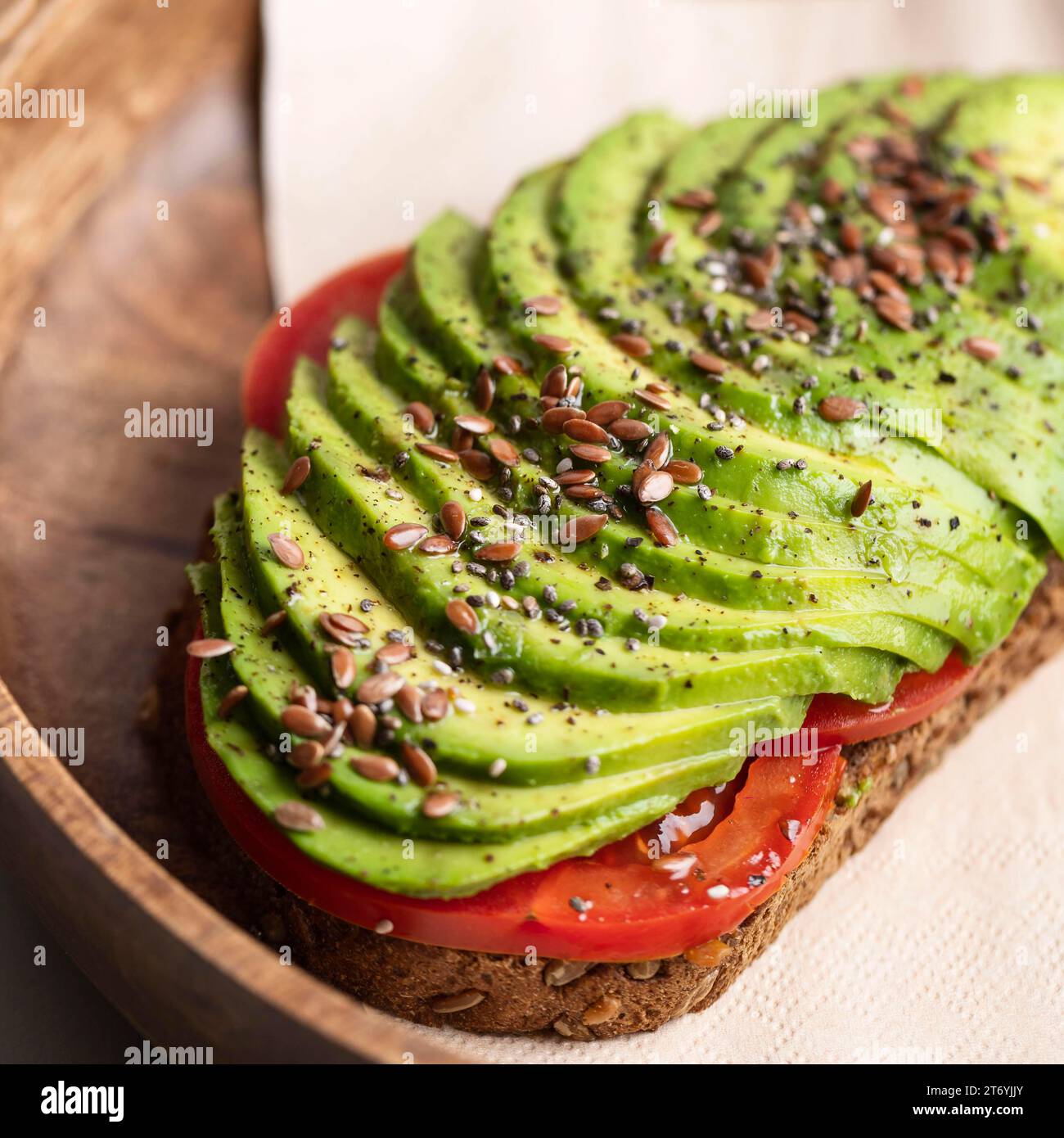 Close up delicious avocado toast plate Stock Photo - Alamy