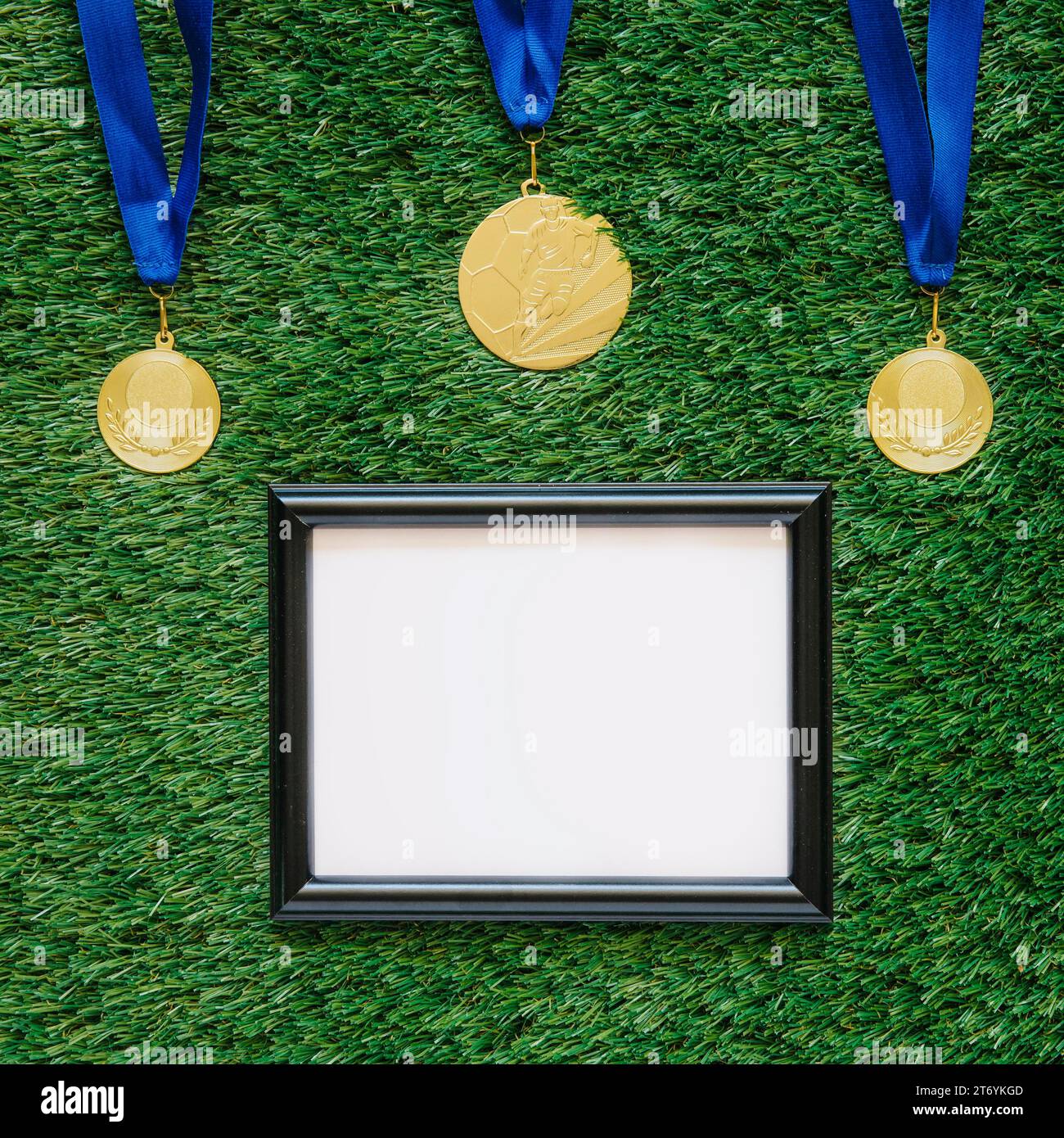 Football background with frame medals Stock Photo - Alamy