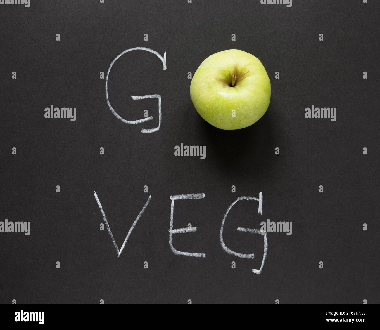 Go veg lettering with apple Stock Photo - Alamy
