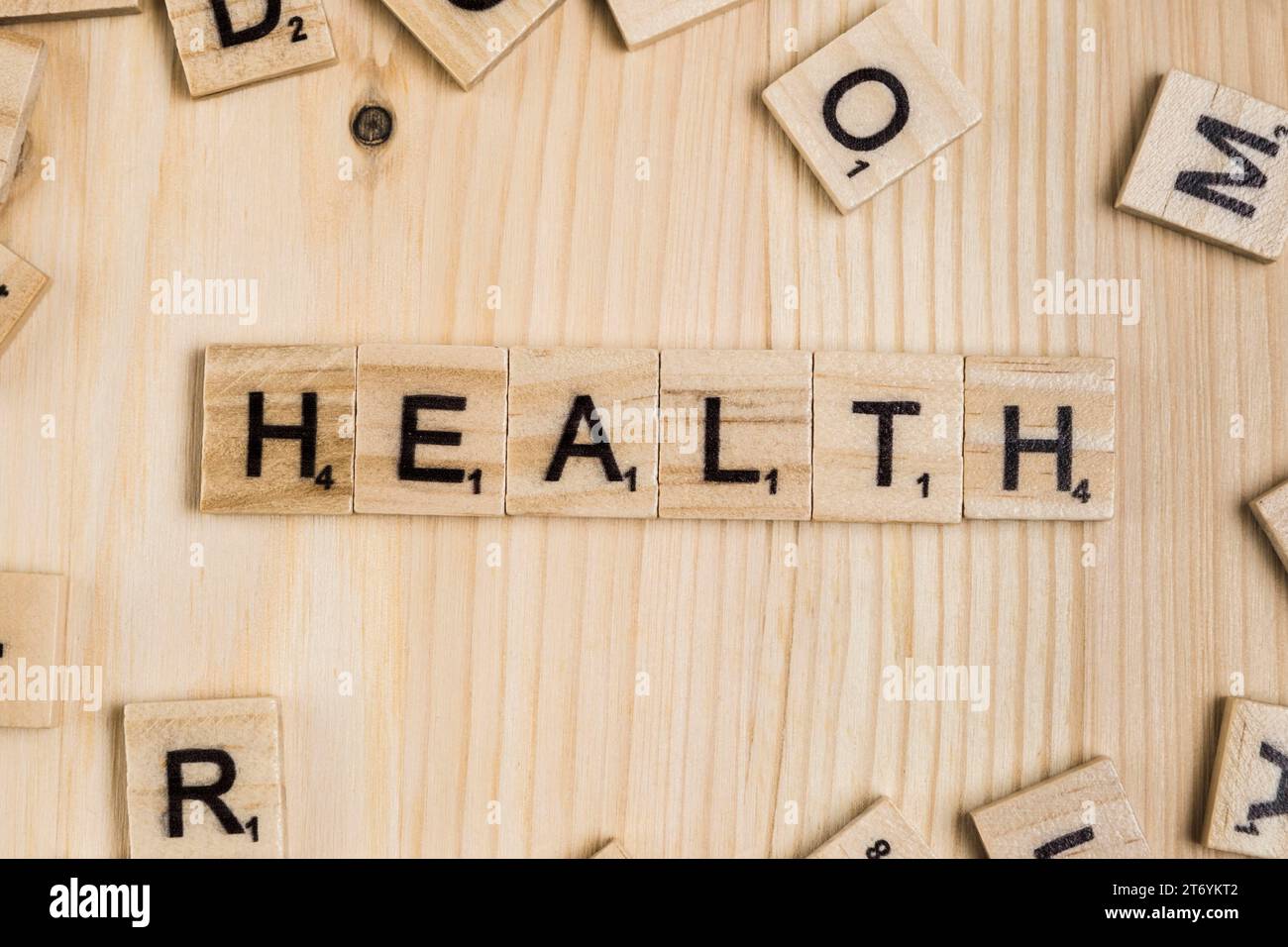 Health word wooden tiles Stock Photo - Alamy