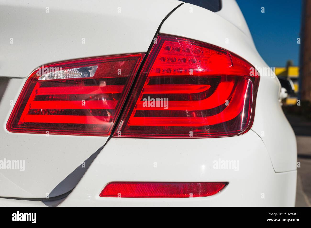 Modern rear light new white automobile street Stock Photo - Alamy