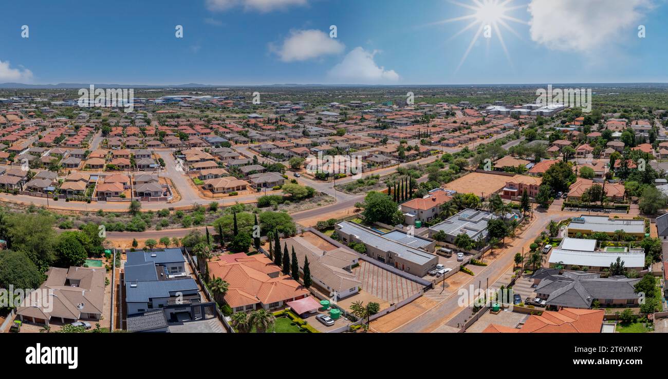 Aerial view, Phakalane is a suburb in Botswana situated a few ...