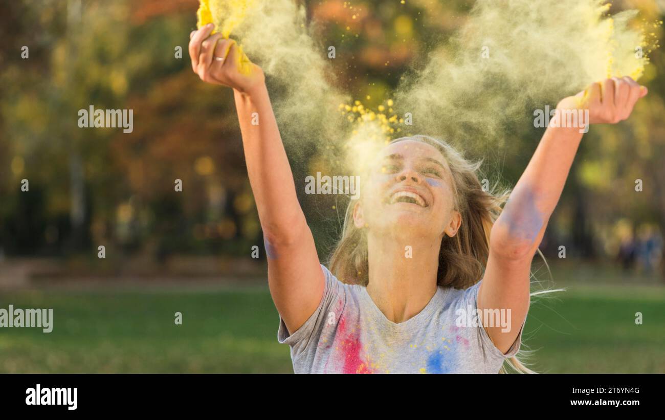 Woman throwing confetti hi-res stock photography and images - Alamy