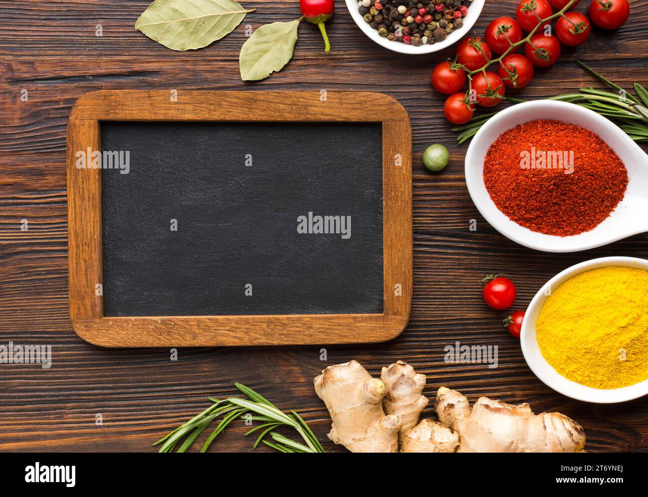 Top view mix powder spices table Stock Photo - Alamy