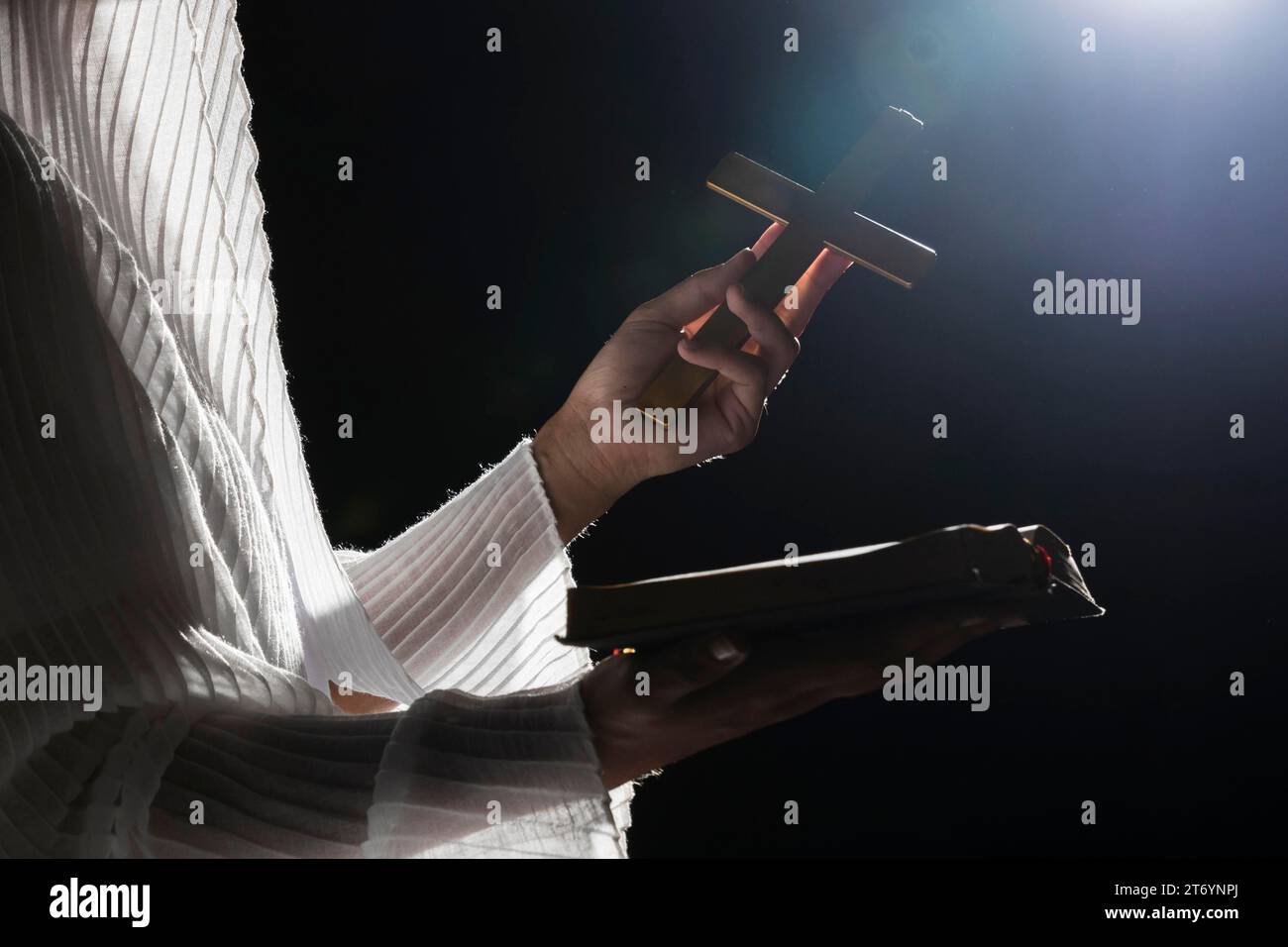 Woman full night praying outside Stock Photo - Alamy