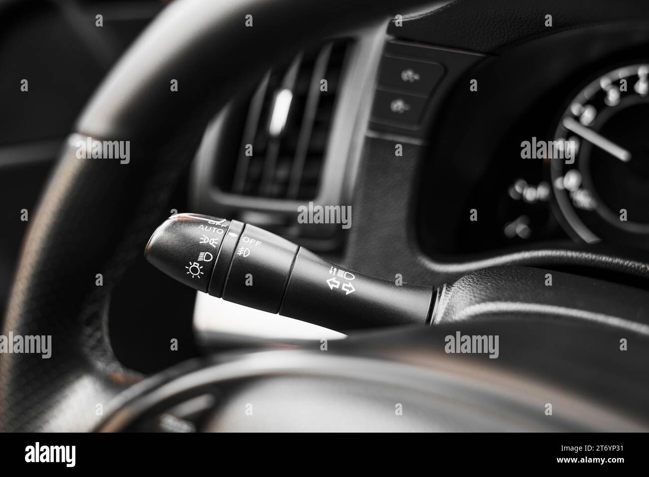 Auto steering wheel light switch control paddle Stock Photo - Alamy
