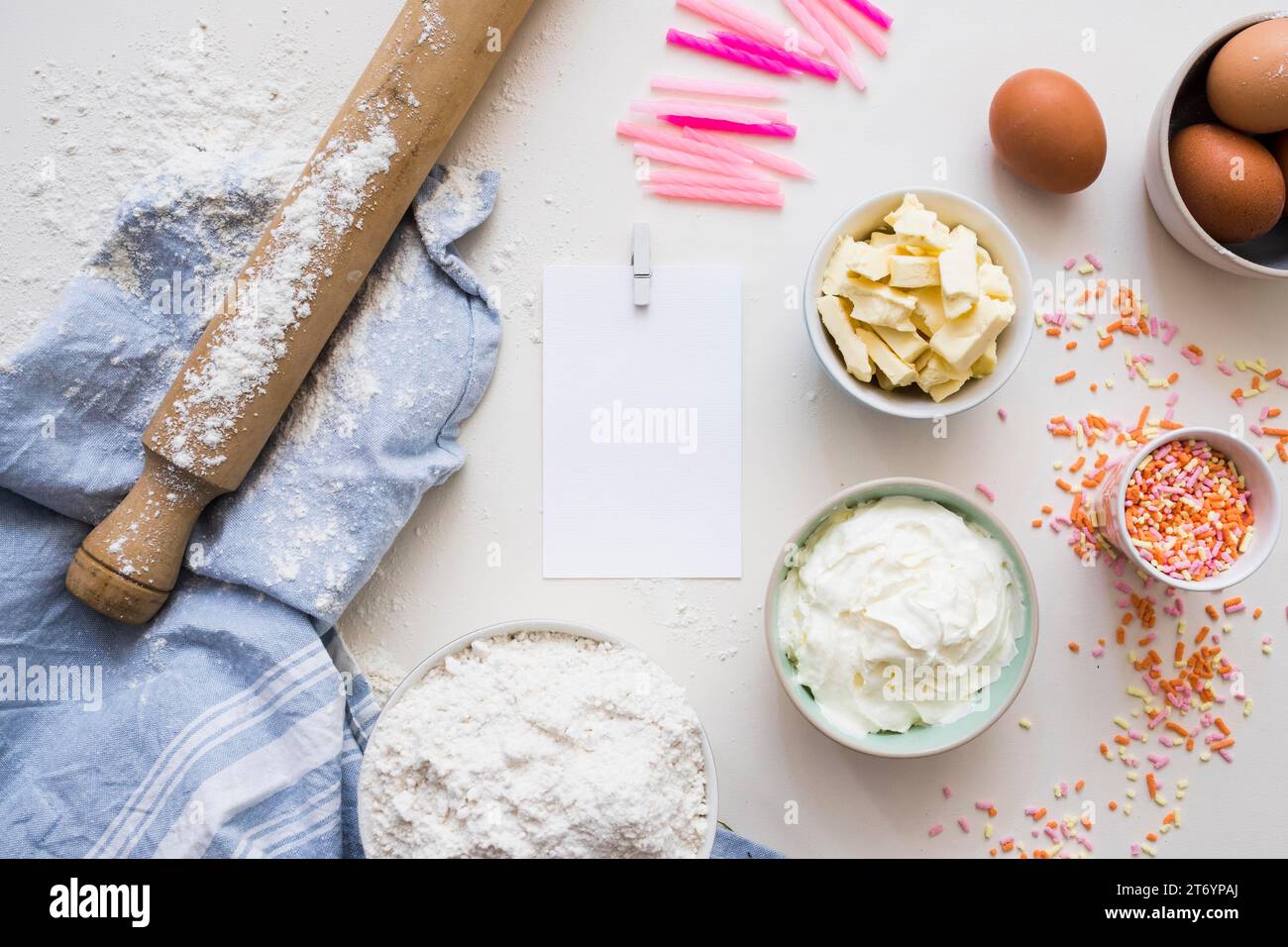 Birthday cake ingredients Stock Photo - Alamy