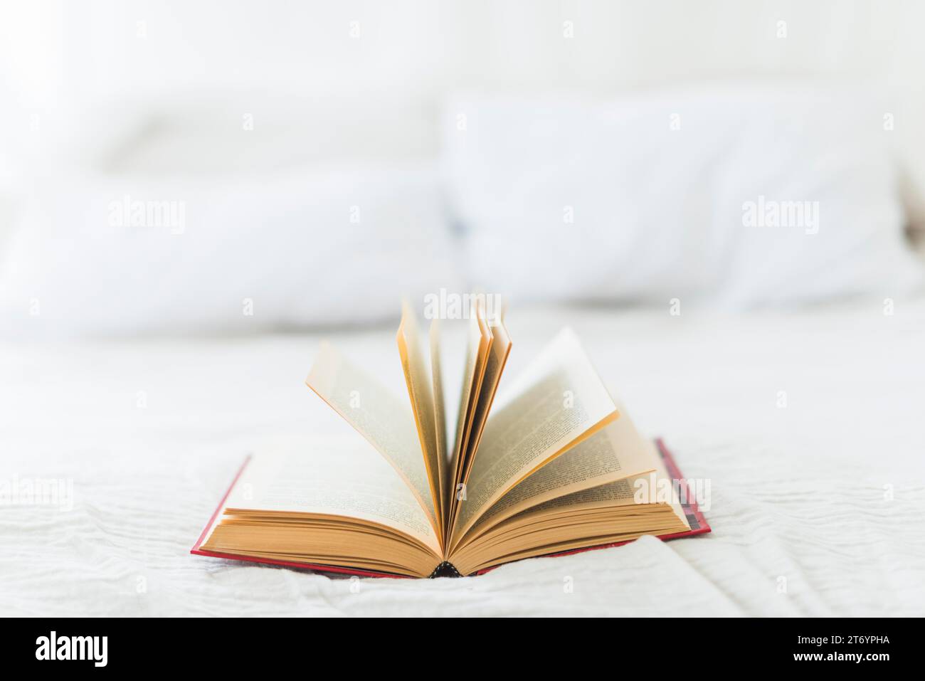 Close up open book bed Stock Photo - Alamy