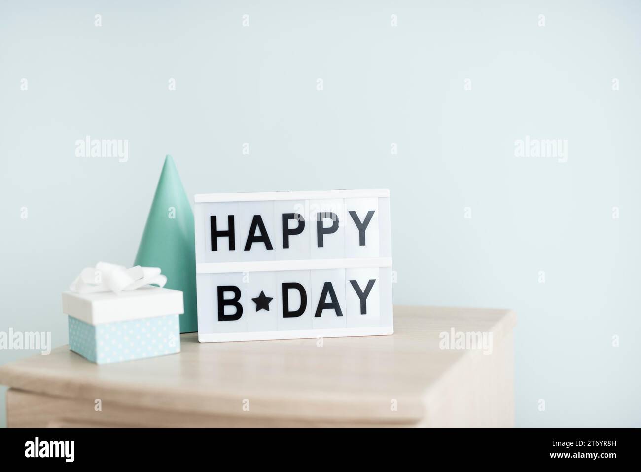Festive birthday signboard table Stock Photo - Alamy