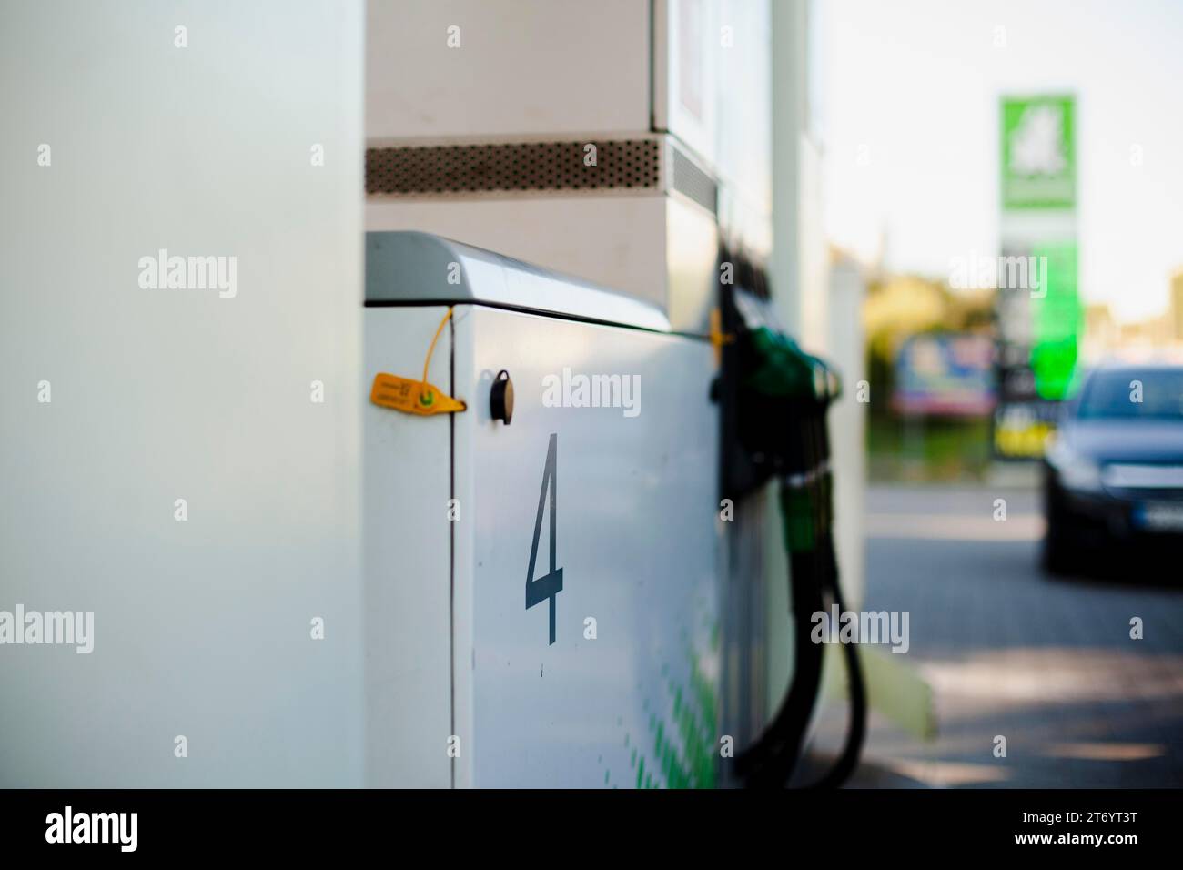 Lateral view pumps car refill Stock Photo - Alamy