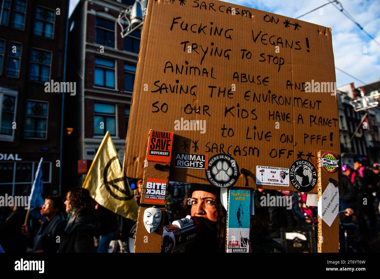 Protesters seen holding placards expressing their opinion during the ...