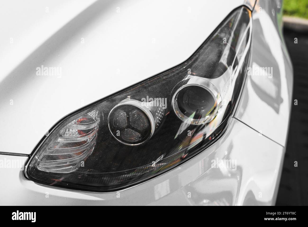 Led headlight white car Stock Photo - Alamy
