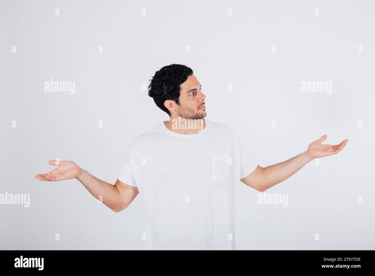 Man making i dont know gesture Stock Photo - Alamy