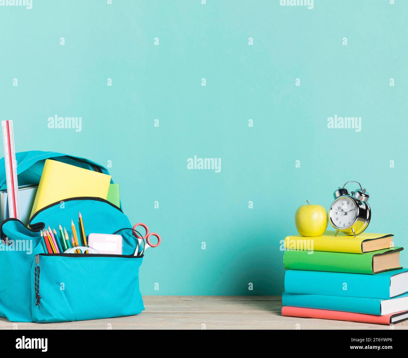 School supplies books backpack hi-res stock photography and images - Alamy