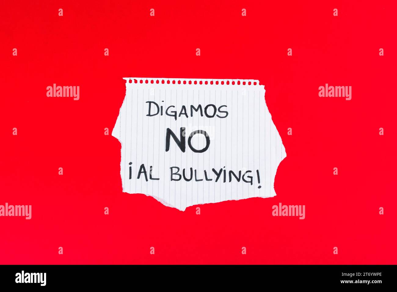 Spanish let s say no bullying slogan Stock Photo - Alamy