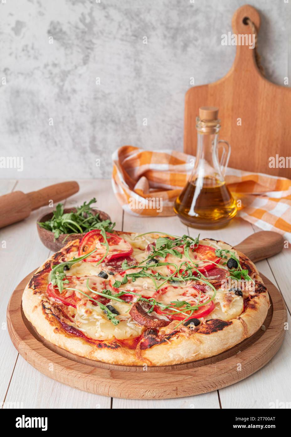 Delicious traditional pizza assortment 5 Stock Photo - Alamy