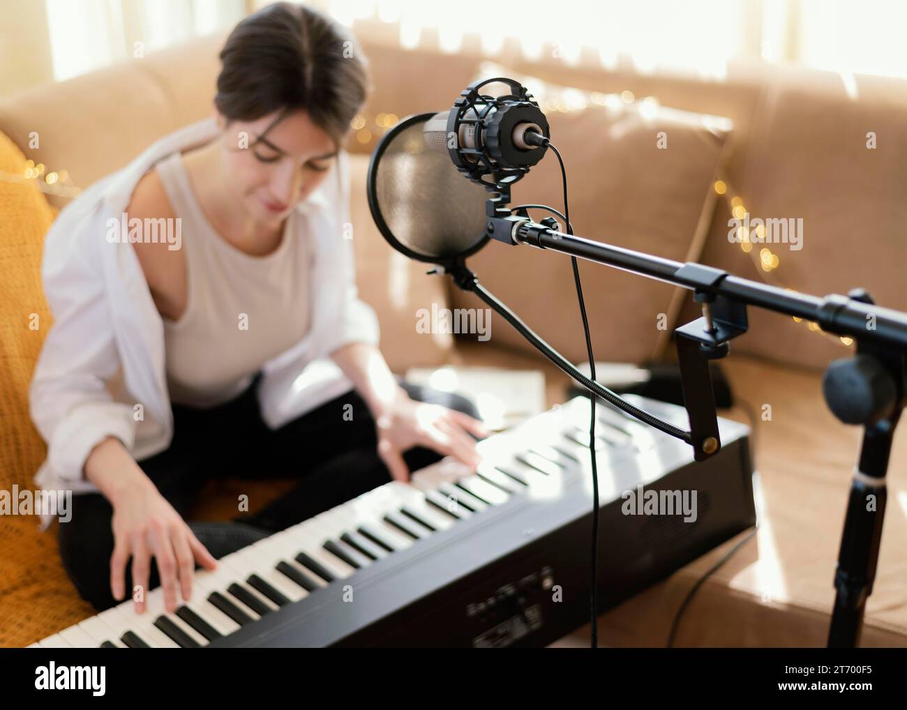 Creative person practicing song indoors 7 Stock Photo - Alamy