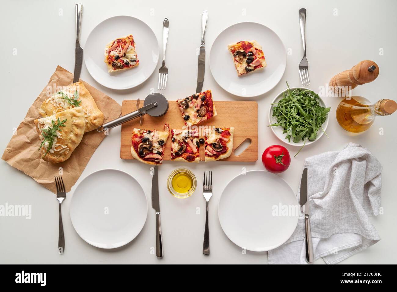 Delicious traditional pizza composition Stock Photo - Alamy