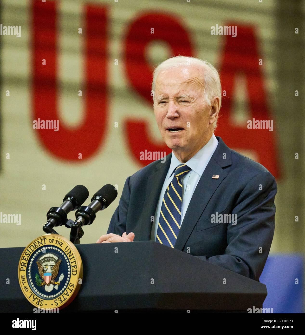 BEAR, DE, USA - NOVEMBER 06, 2023: President Joe Biden delivers remarks ...